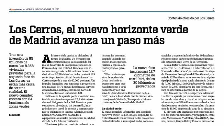 Descubre Los Cerros, el nuevo barrio verde de Madrid sureste